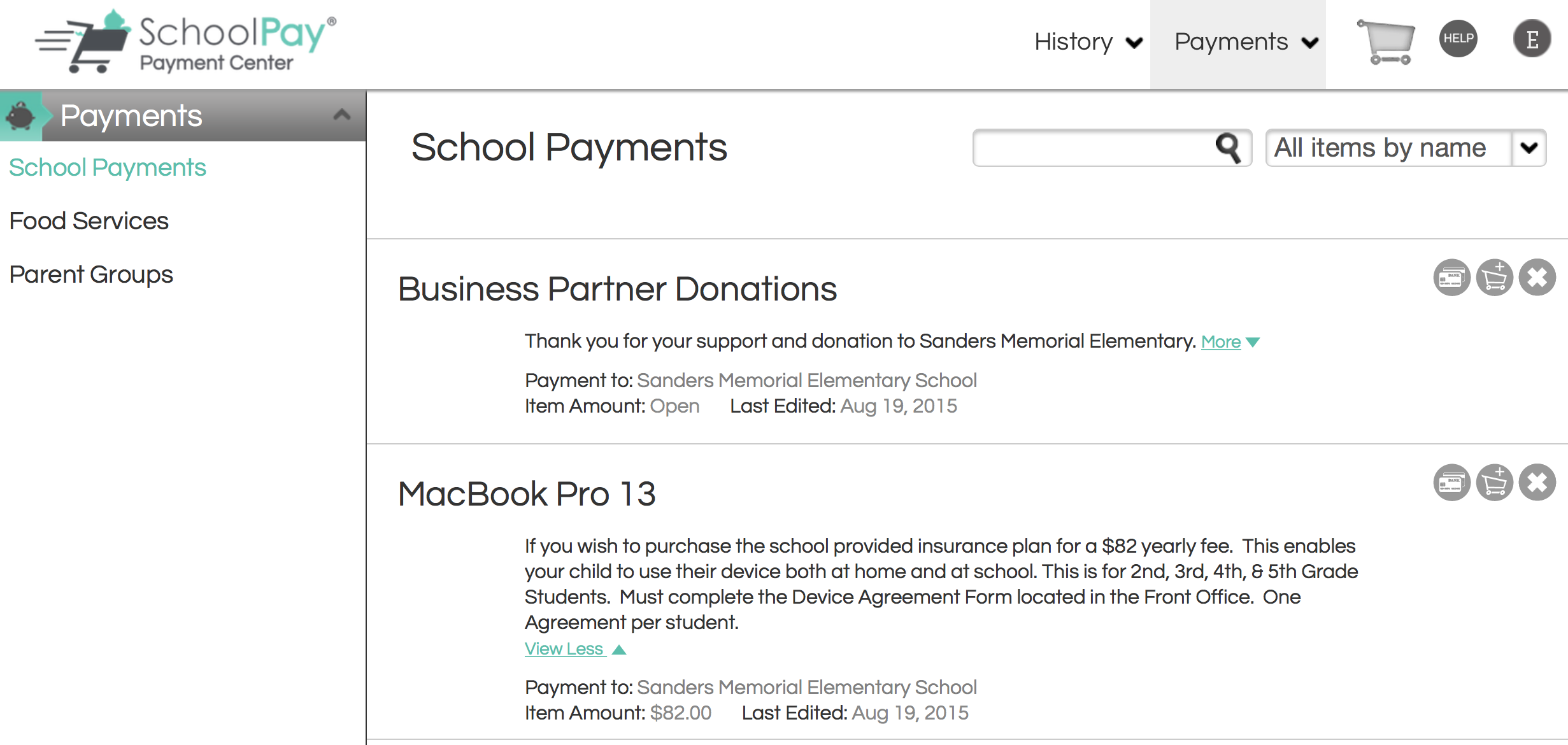 SchoolPay | Sanders Memorial Elementary School