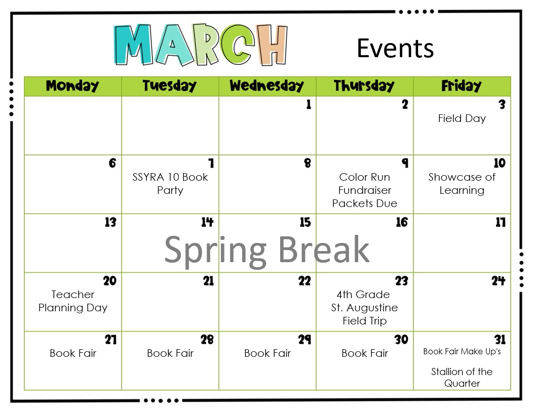 Calendar | Sanders Memorial Elementary School